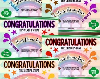 Girl Scout Bridging Certificate, Daisy to Brownie Ceremony PDF Instant ...