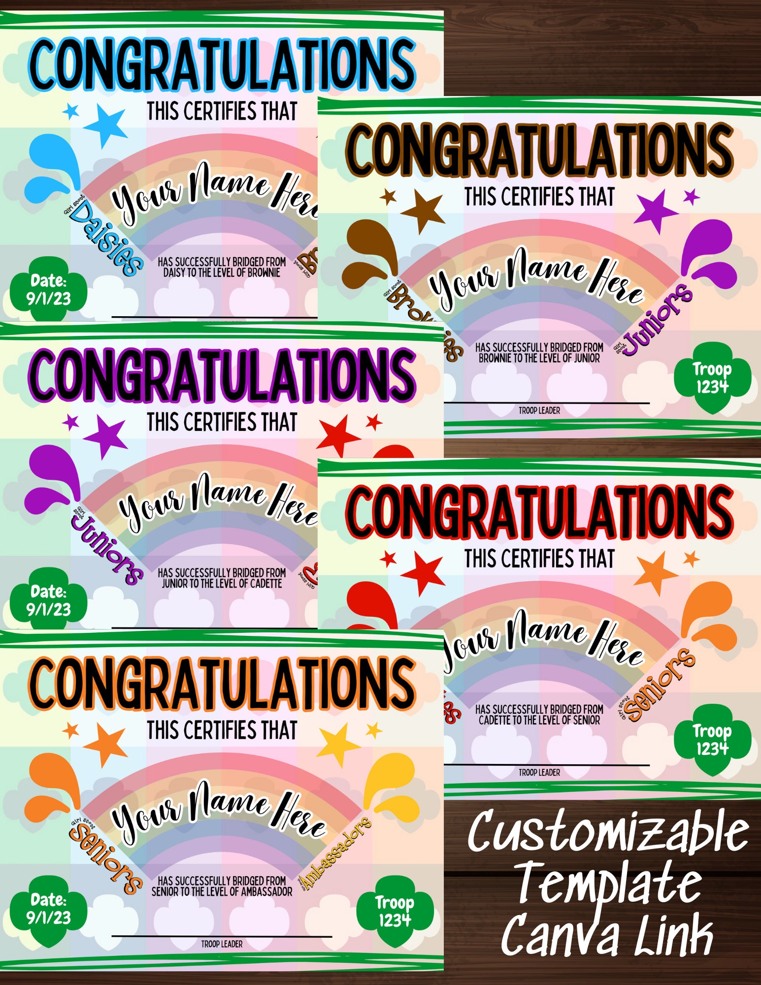 Girl Scout Bridging Certificates - Etsy