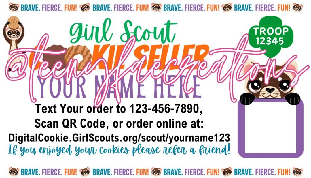 2026 Girl Scout Cookies Business Cards Editable Canva Template - Etsy