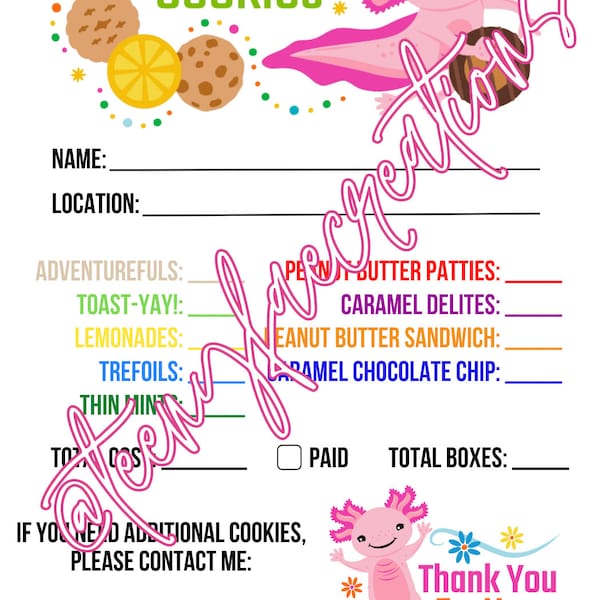 Girl Scout Cookies Order Forms - Etsy