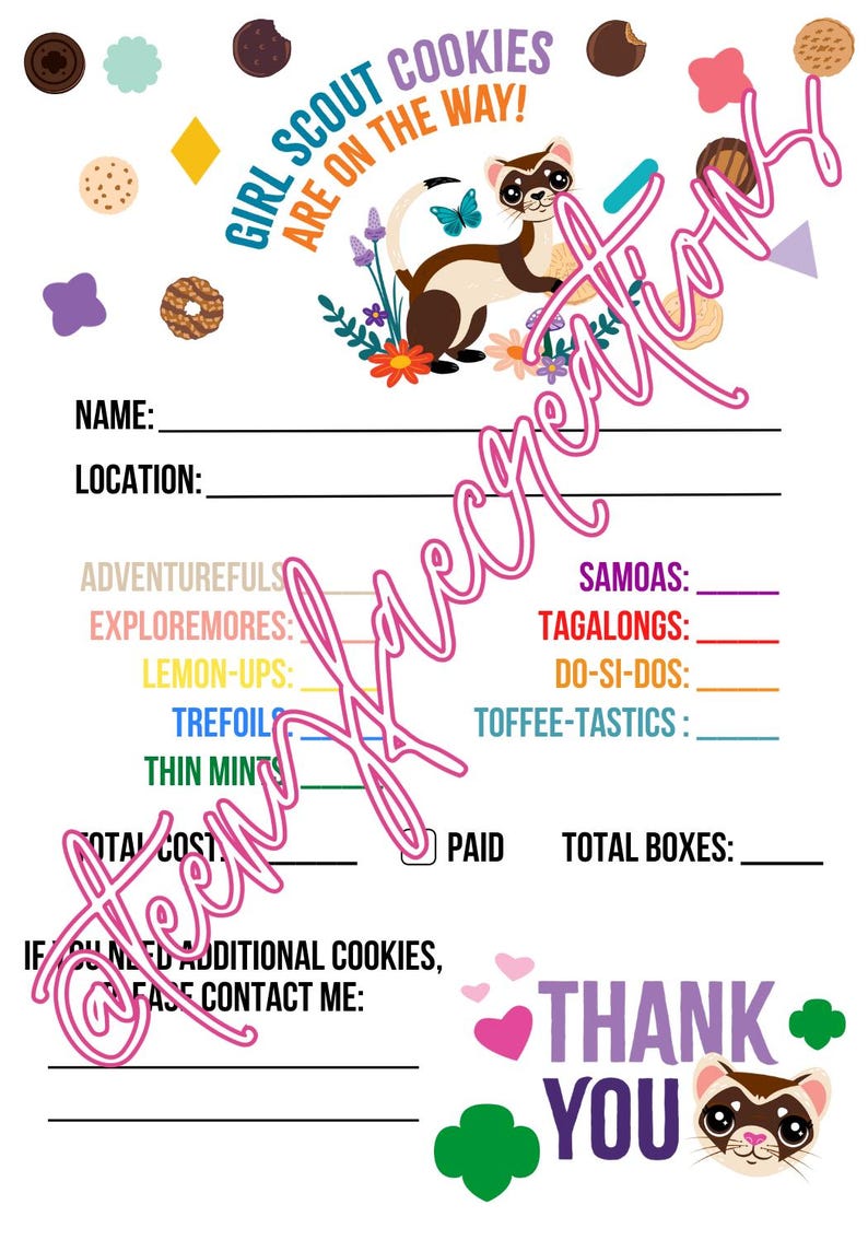 2026 Girl Scout Cookie Order/delivery Form (LBB Cookies) - Etsy
