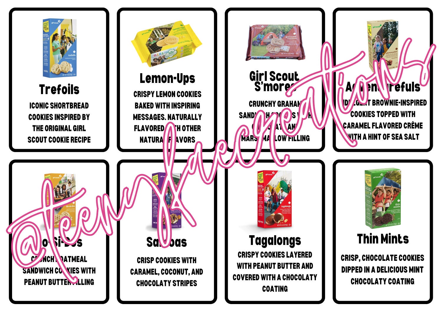 Girl Scout Cookie Flash Cards (LBB Cookies) - Etsy