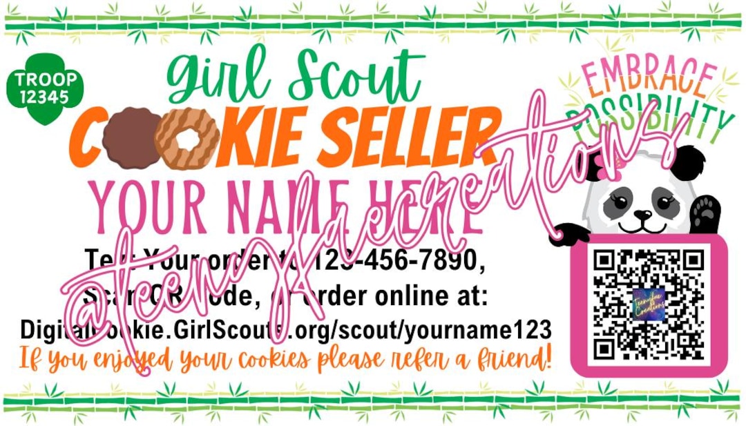 2025 Girl Scout Cookies Business Cards Editable Canva Template - Etsy UK