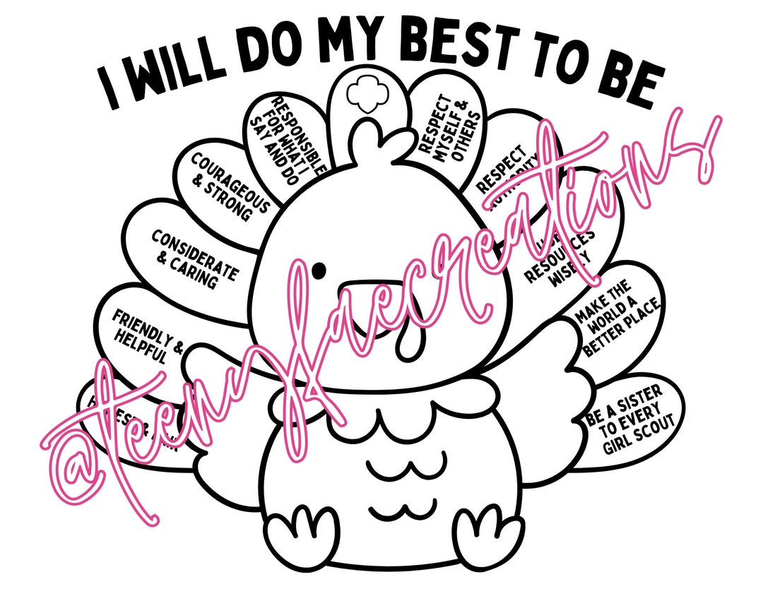 Girl Scout Thanksgiving Turkey Girl Scout Law - Etsy