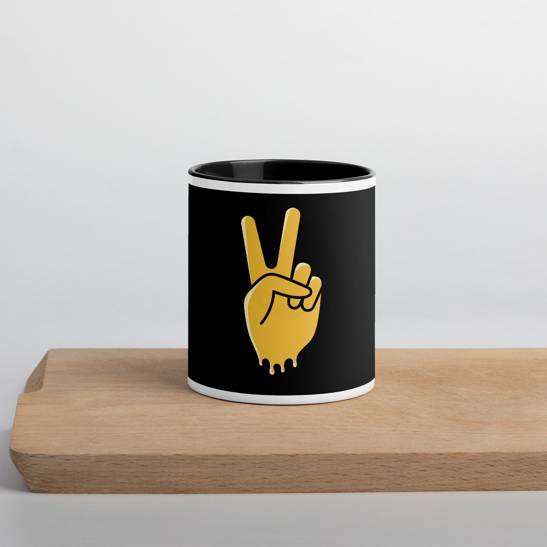 V for Victory: Deuces Hand Sign Mug Empower Your Day With Positivity ...
