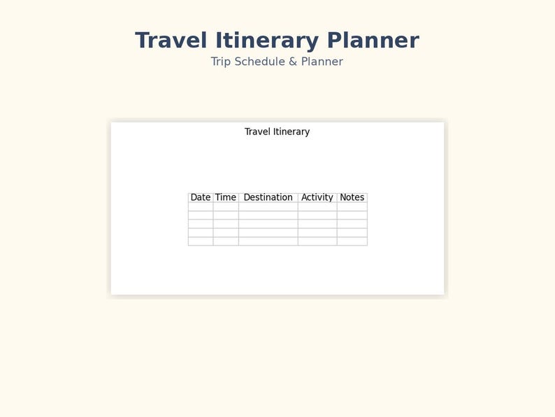 Travel Itinerary Planner Spreadsheet | Editable Excel Template | Trip ...