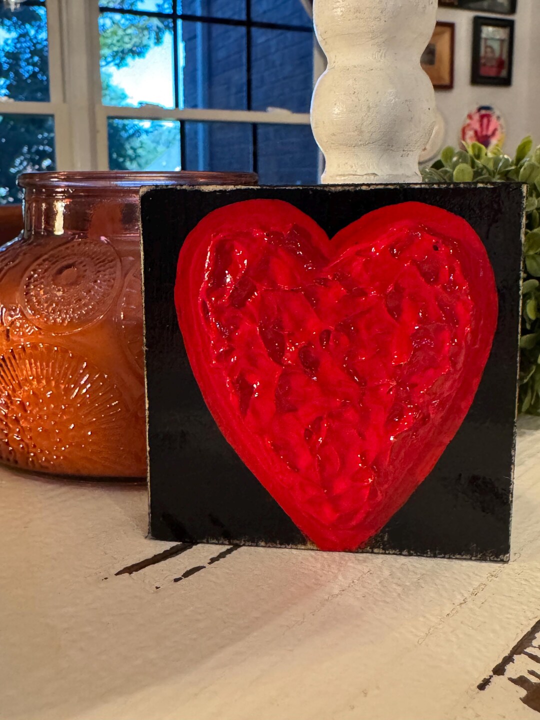Textured Hand-painted Wooden Heart Block: Home Decor Gift - Etsy