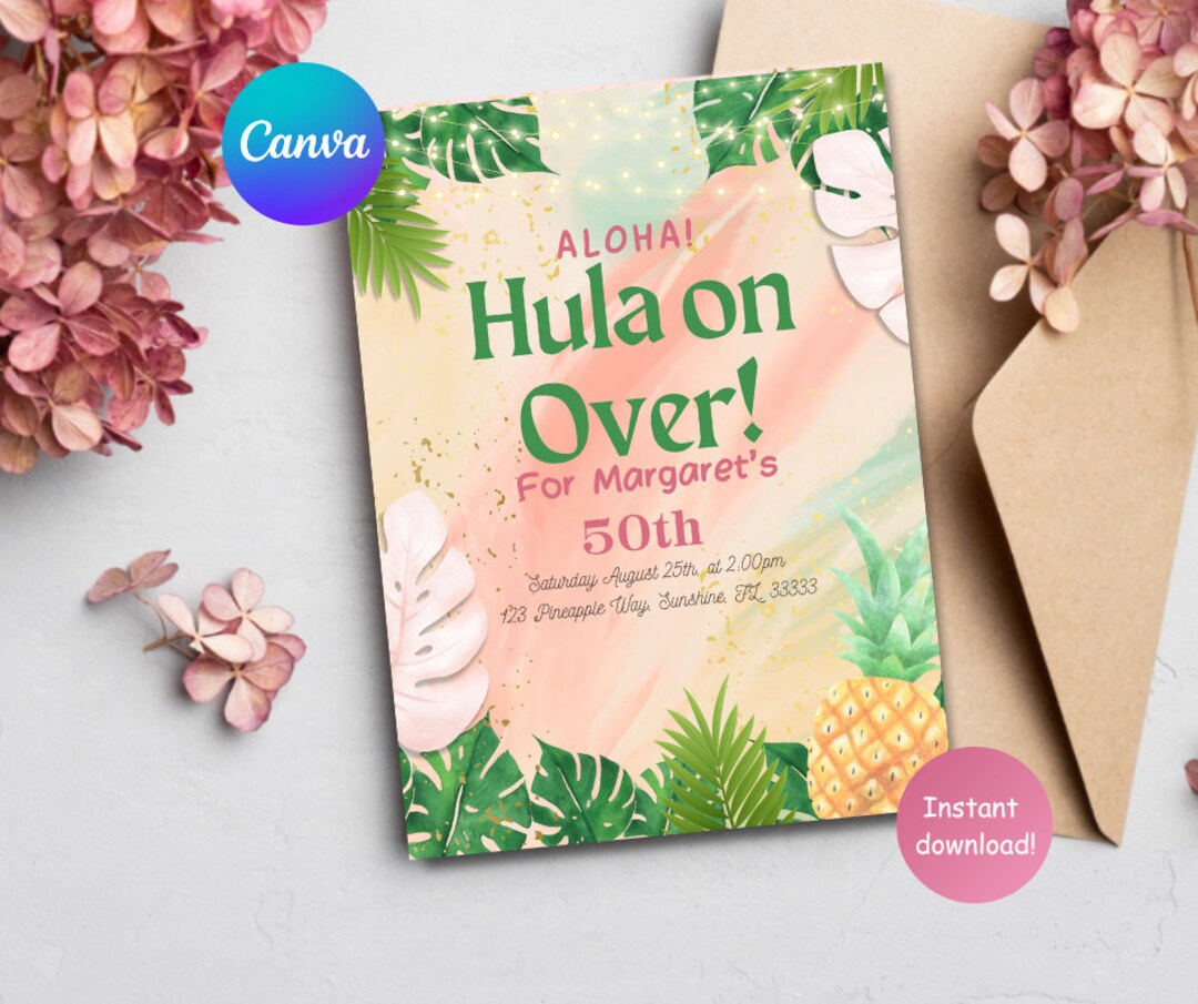 Aloha Hula on Over Template, Tropical Summer Party Invite - Etsy
