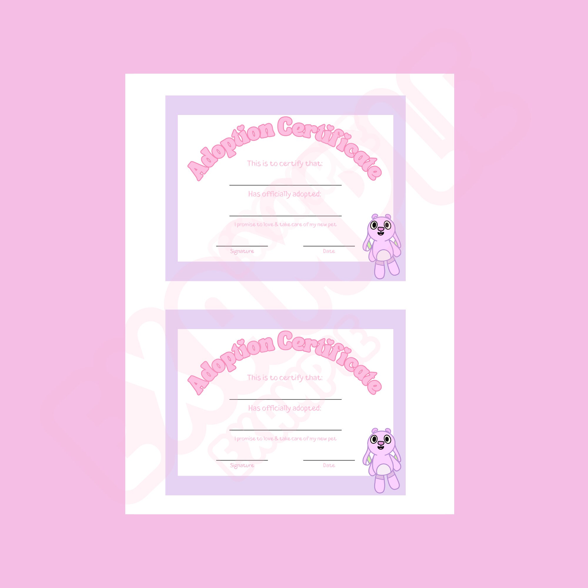 Bluey Party Favor Adopt a Floppy Certificate of Adoption - Etsy