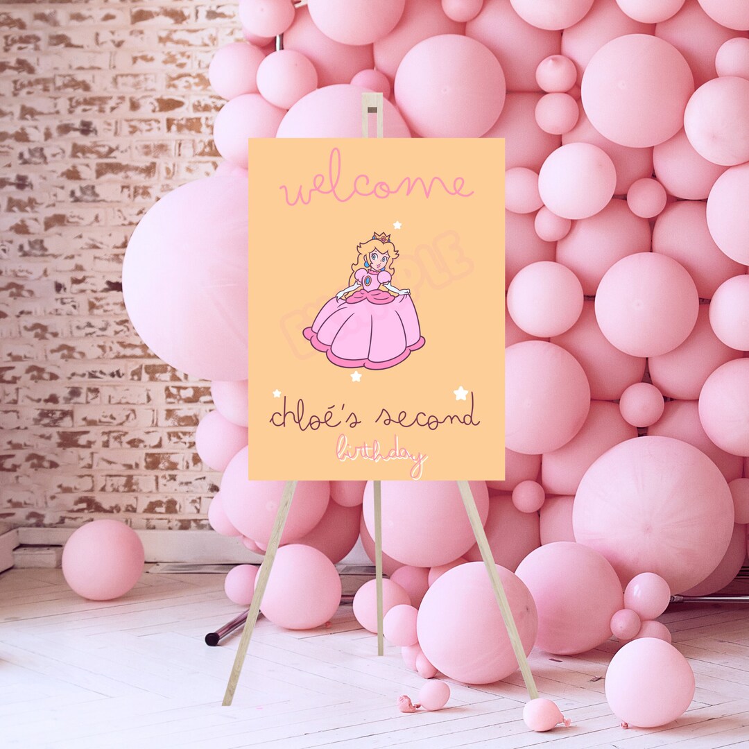 Princess Peach Welcome Birthday Sign Princess Peach Birthday - Etsy