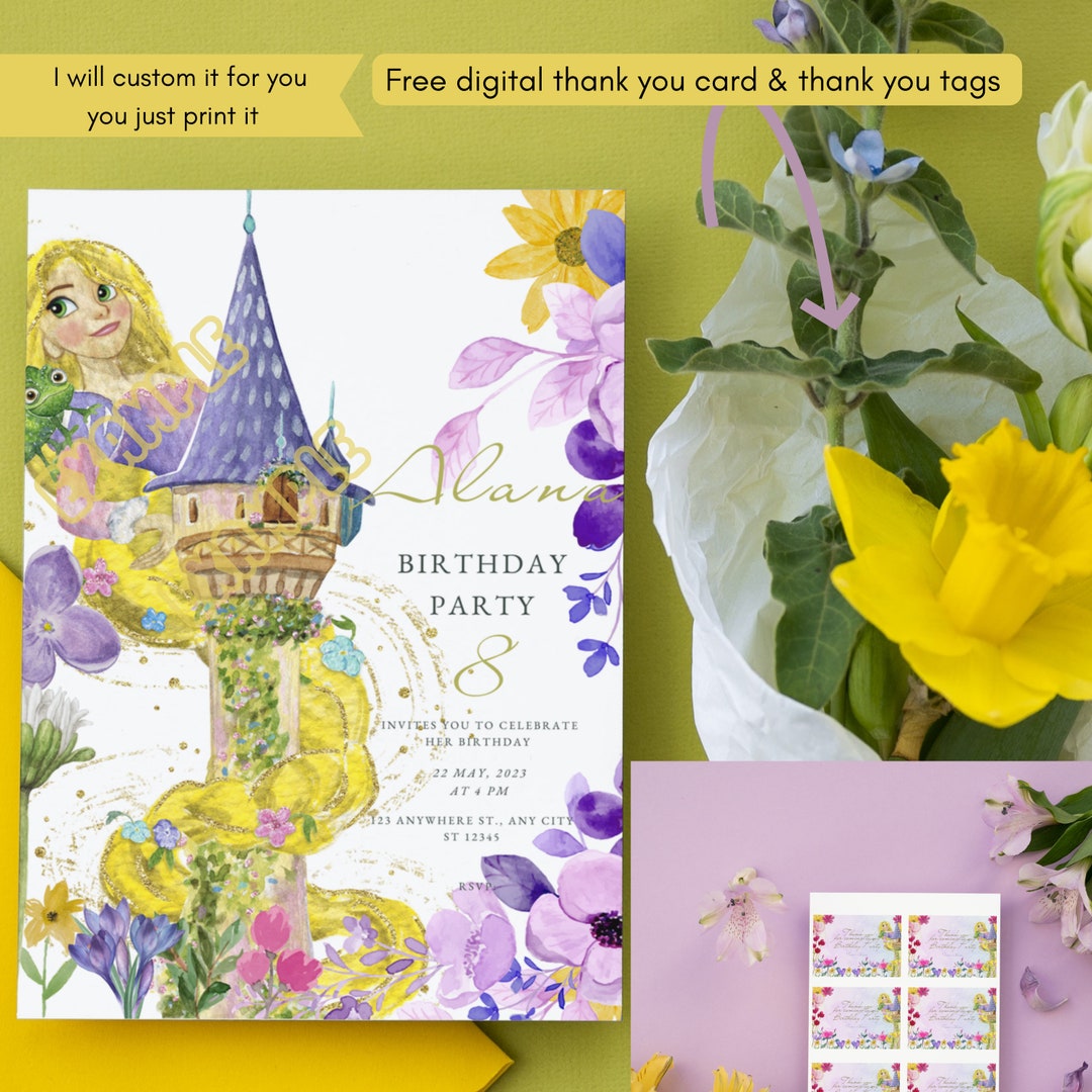 Rapunzel Birthday Invitation Tangled Invitation Princess - Etsy