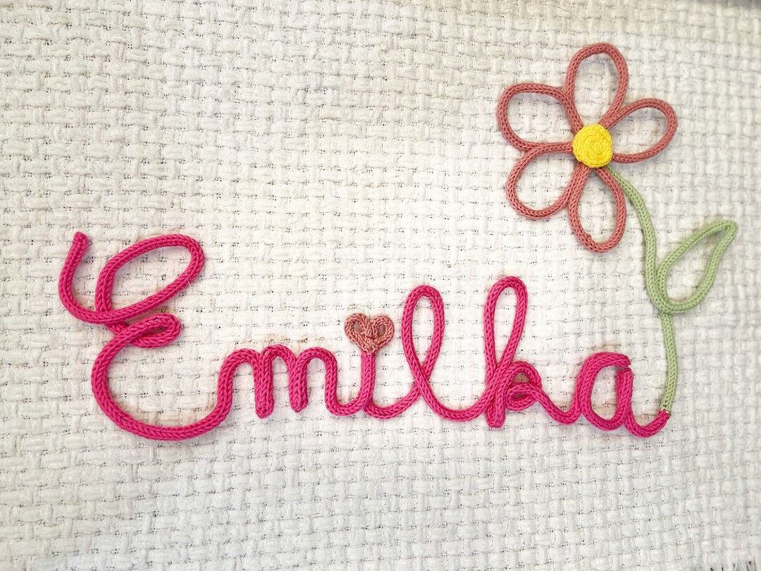Knitted Wire Name With Flower ADD ON - Etsy