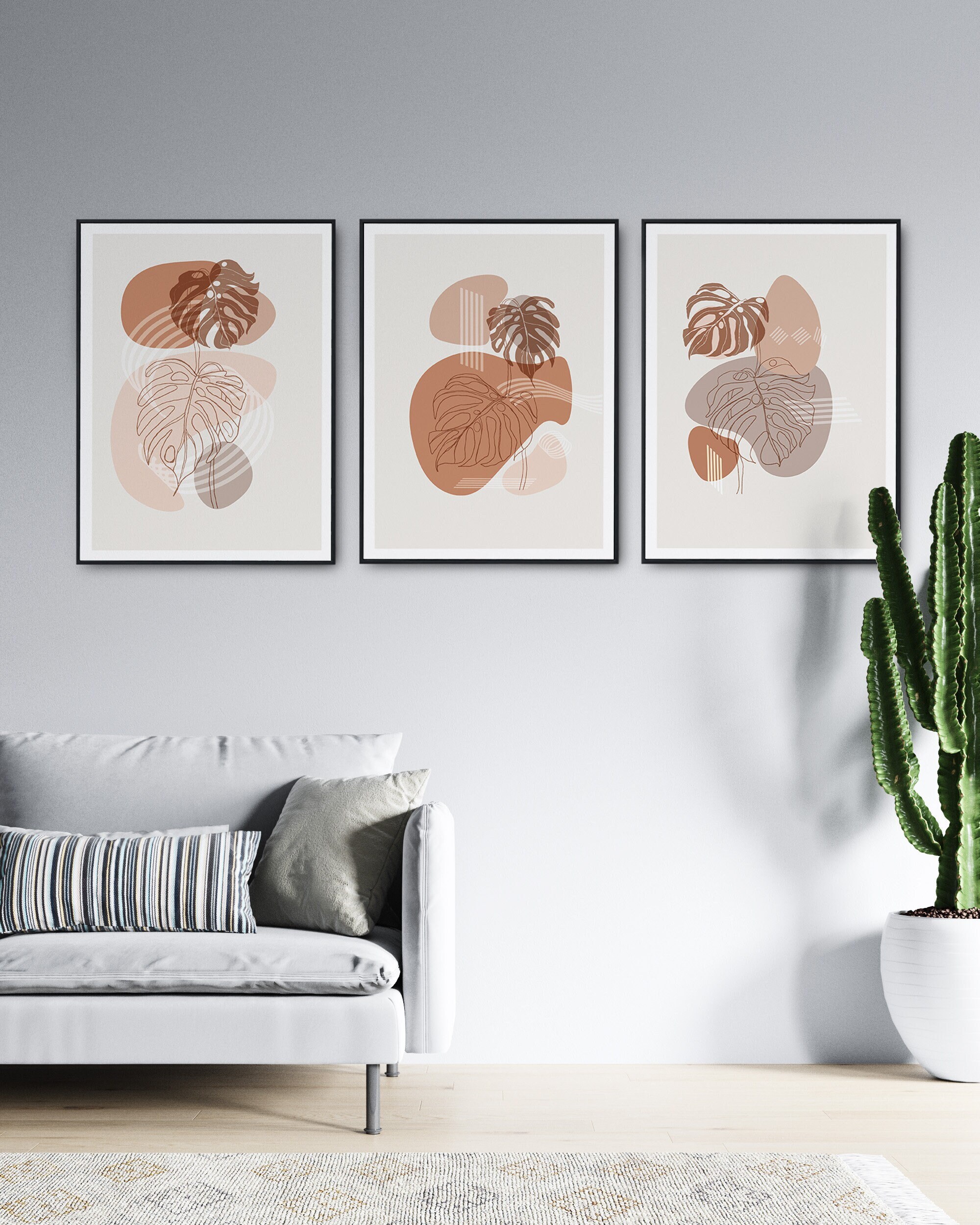 Neutral Botanical Boho Wall Art, Set of 3 Posters, Bedroom Decor, Boho ...