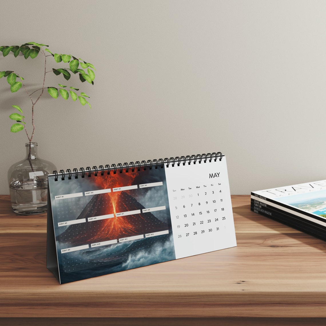 Volcano Desktop Motivational Calendar 2024 Grid - Etsy