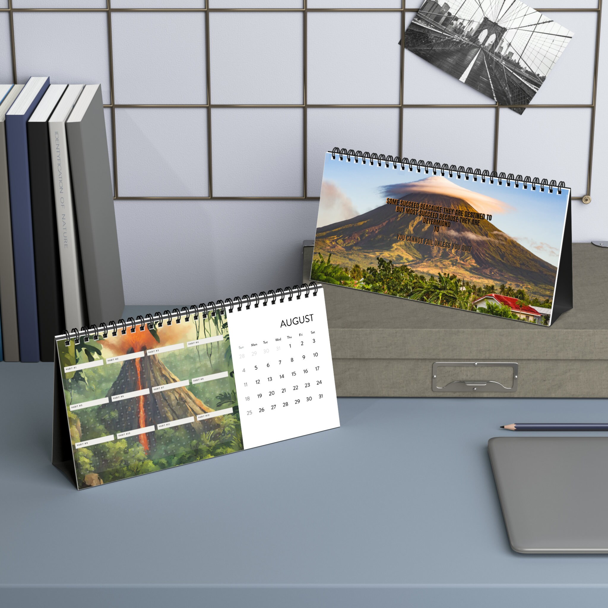 Volcano Desktop Motivational Calendar 2024 Grid - Etsy
