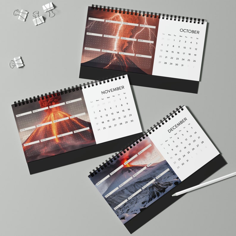 Volcano Desktop Motivational Calendar 2024 Grid - Etsy
