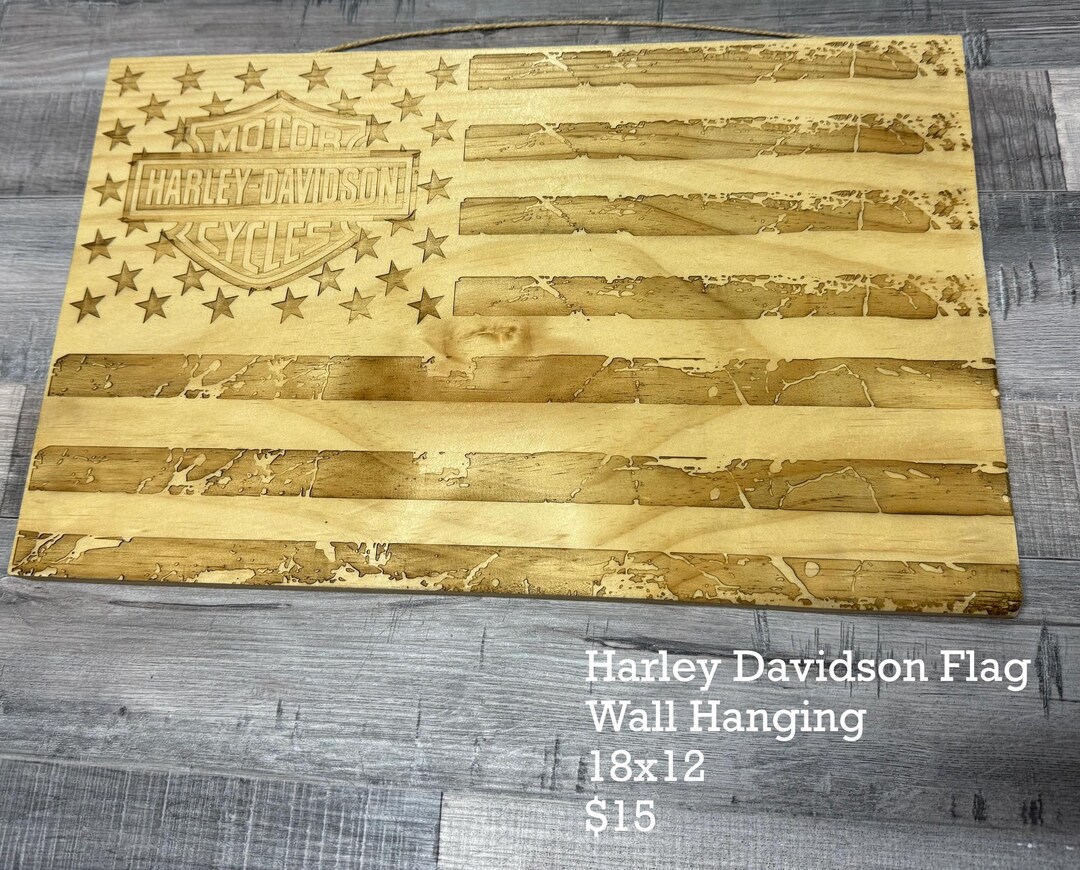 Harley Davidson Engraved Flag - Etsy