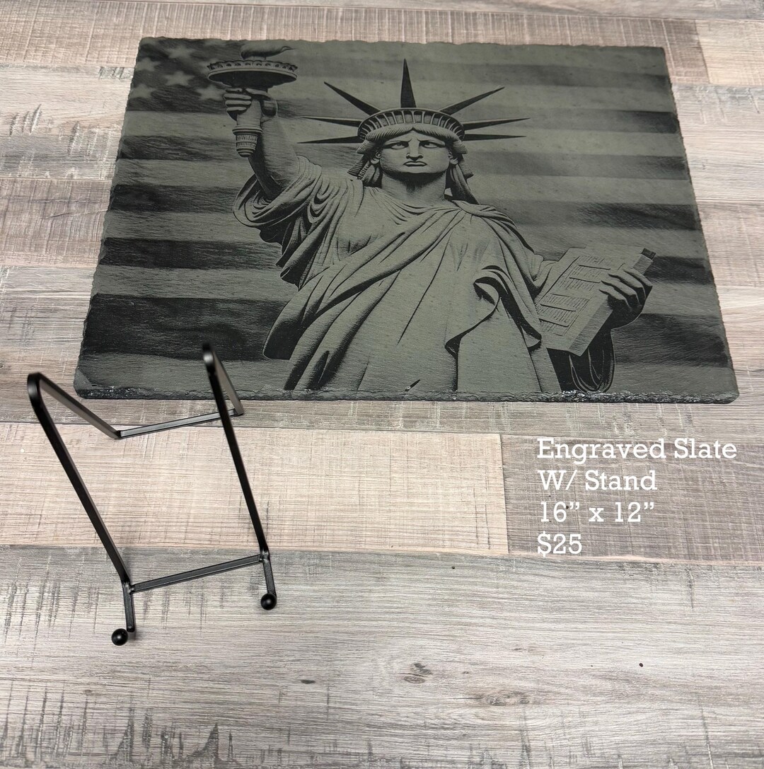 Statue of Liberty - Engraved Slate W/ Stand - Etsy