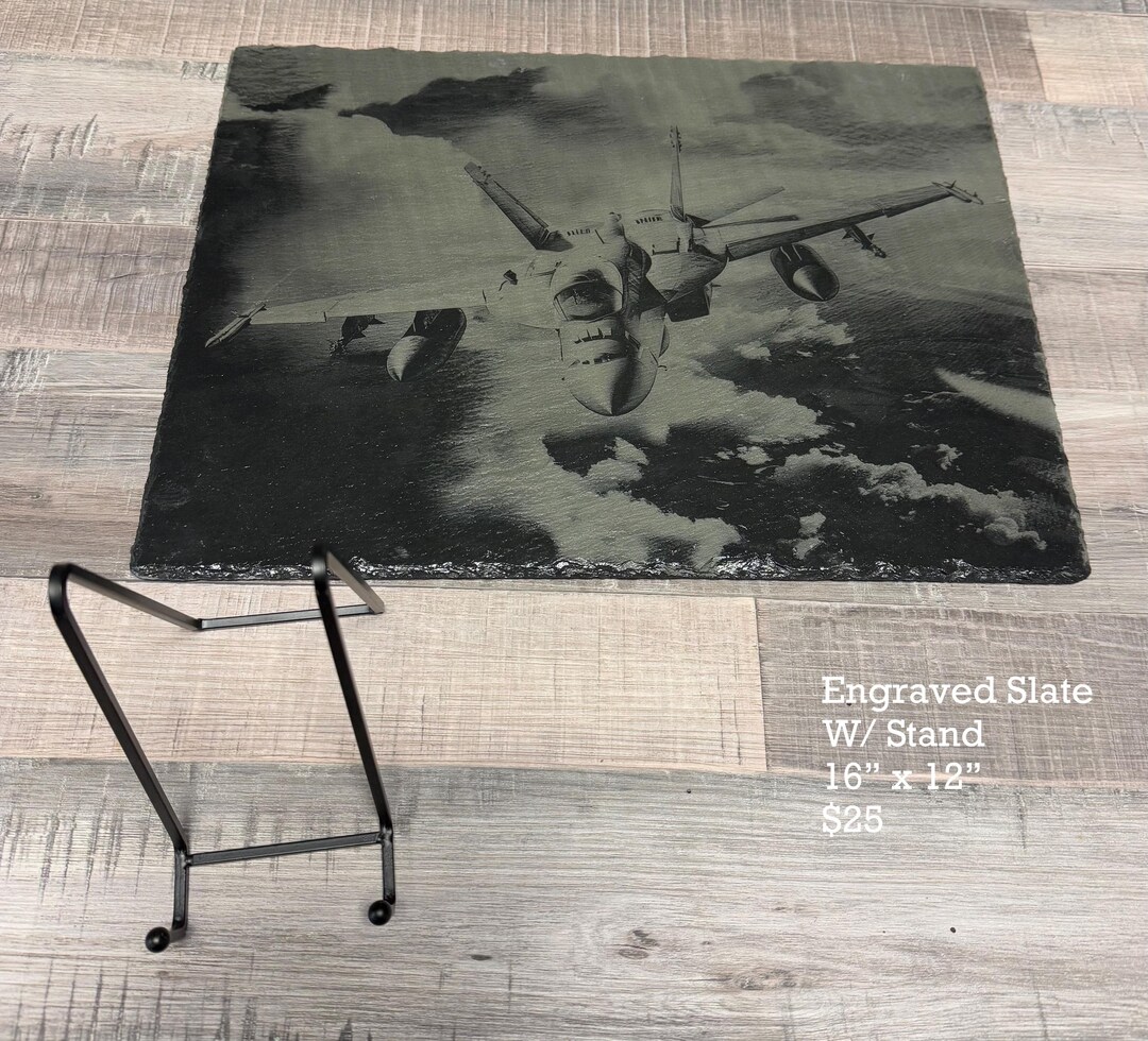 Fighter Jet - Engraved Slate W/ Stand - Etsy