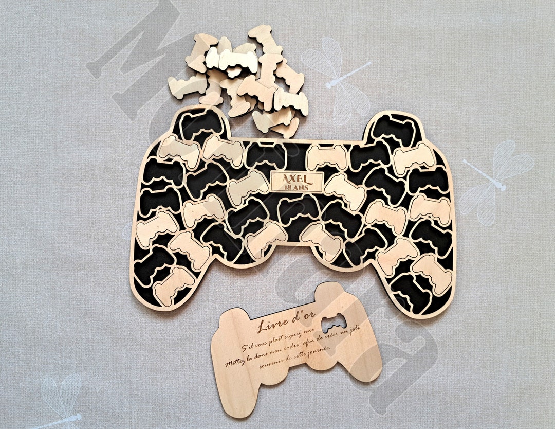 Personalized Wooden Video Game Controller Guestbook UNIQUE MODEL - Etsy