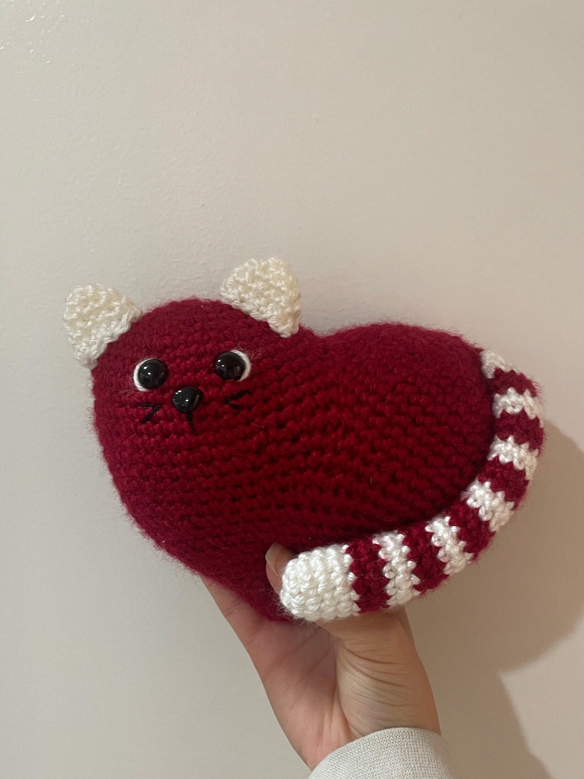 Heart Cat Crochet Gift Cute Handmade Cat Valentines Amigurumi - Etsy