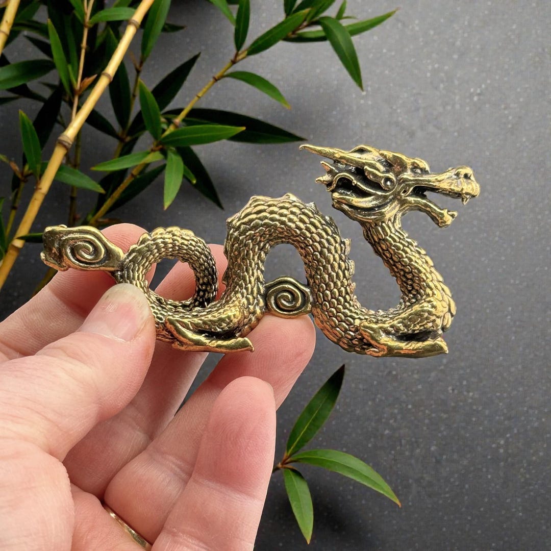 Solid Brass Cast Dragon | Desk Decor, Zen Shelf Statue | Chinese ...