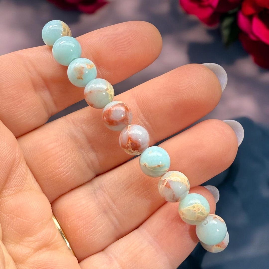 Shoushan Stone Beaded Bracelet: Natural Blue & Red Gemstone Jewelry - Etsy