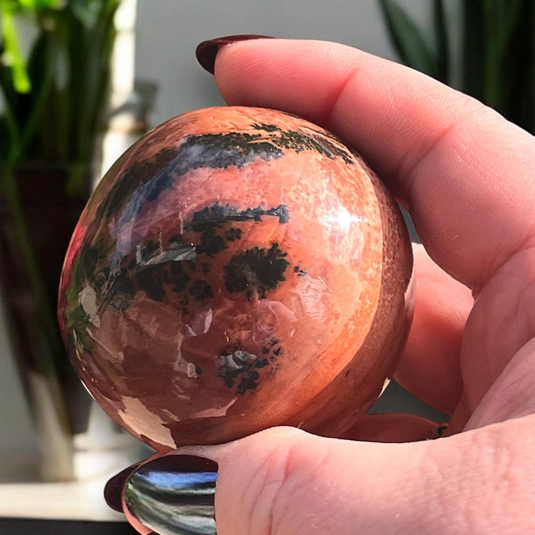 RARE "red Flower" Picture Jasper Sphere | Asian Zen Feng Shui ...