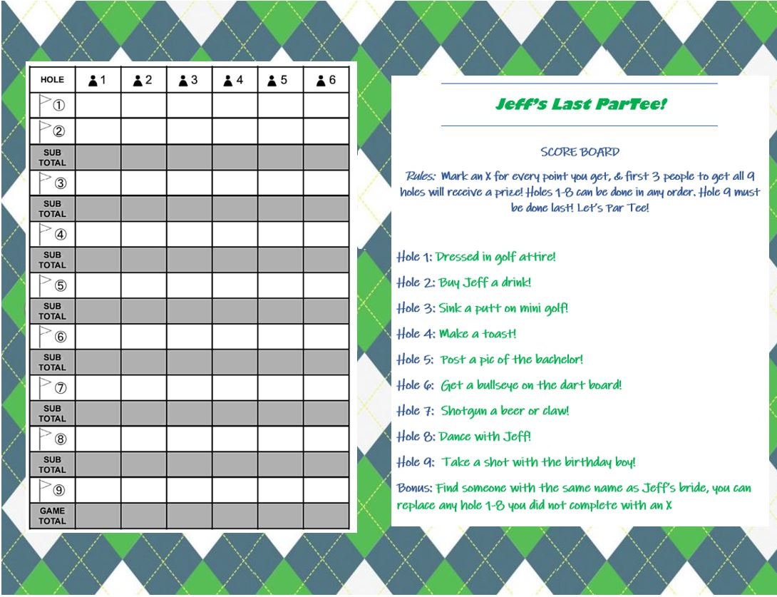 Custom Golf Party Score Card Lets Partee Golf Party Invite downloadable ...