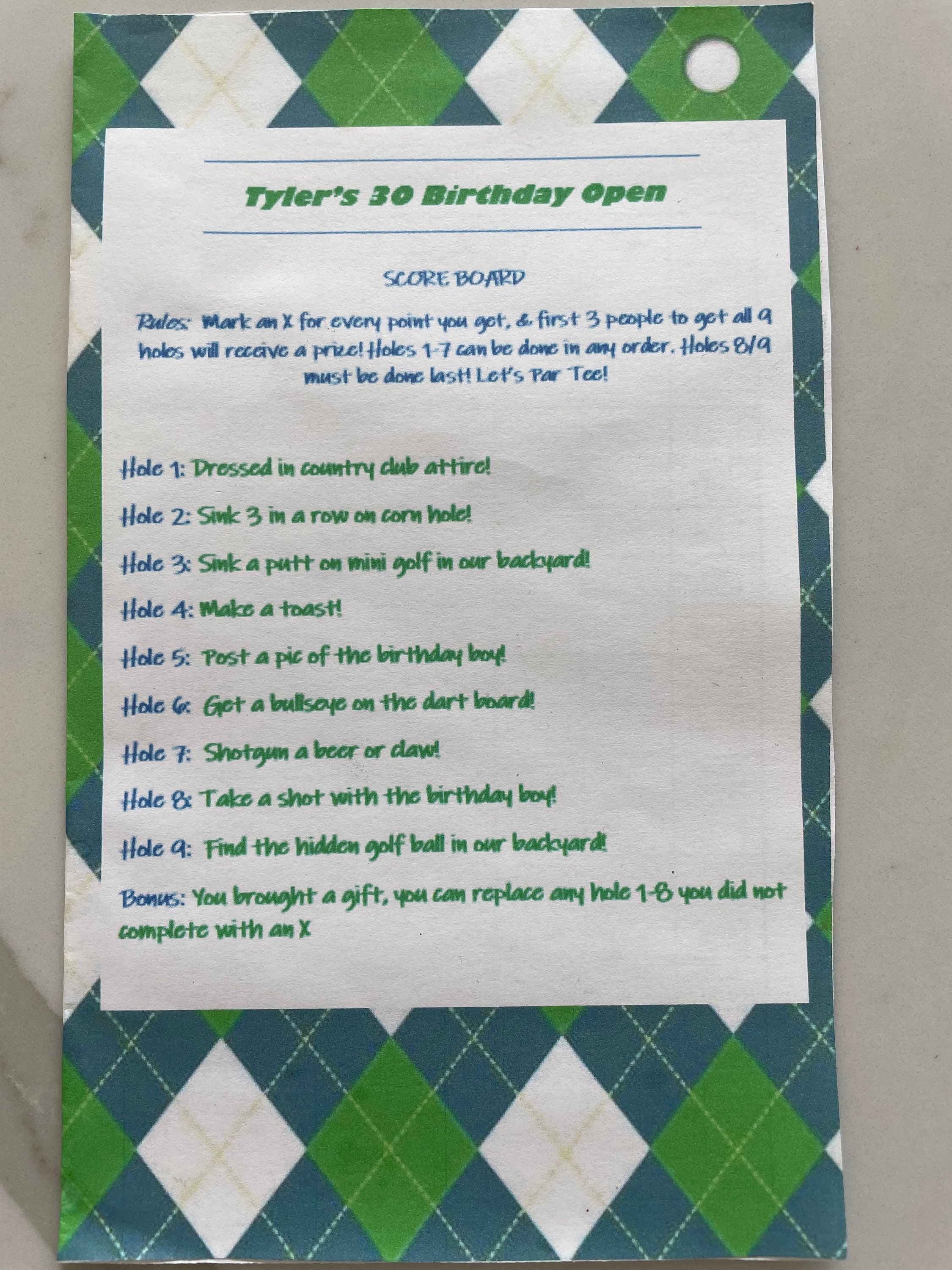 Custom Golf Party Score Card Lets Partee Golf Party Invite downloadable ...