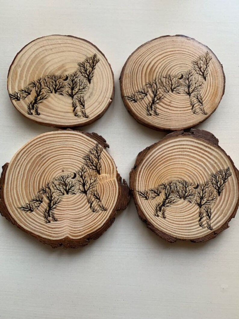Howling Wolf Tree of Life Coaster - Etsy