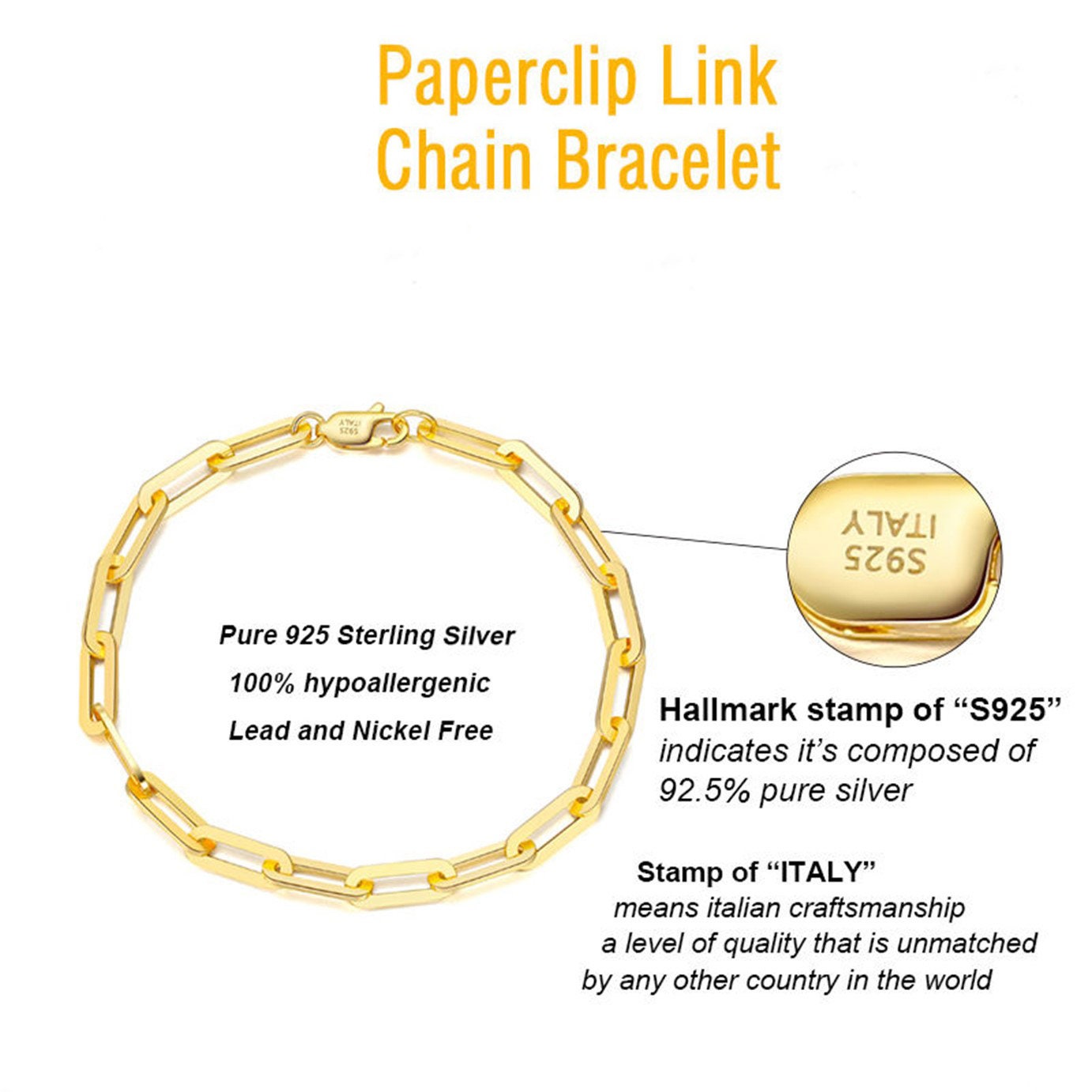 Hannah Chain Bracelet| Stackable Chain Bracelet| Sleek Paperclip Links ...