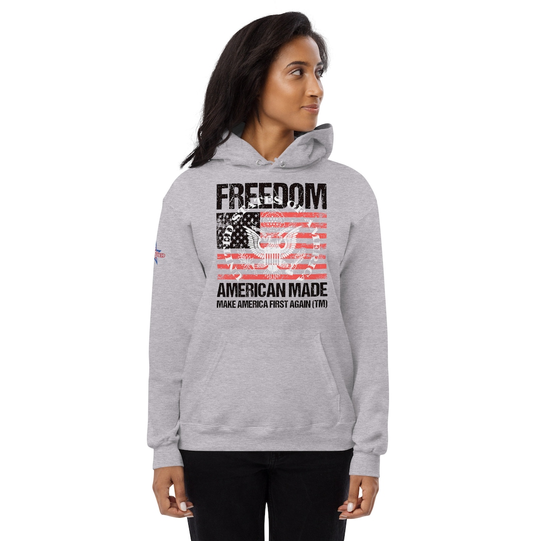 Us Flag Freedom Hoodie, Make America First Again Quote Hoodie, Eagle ...