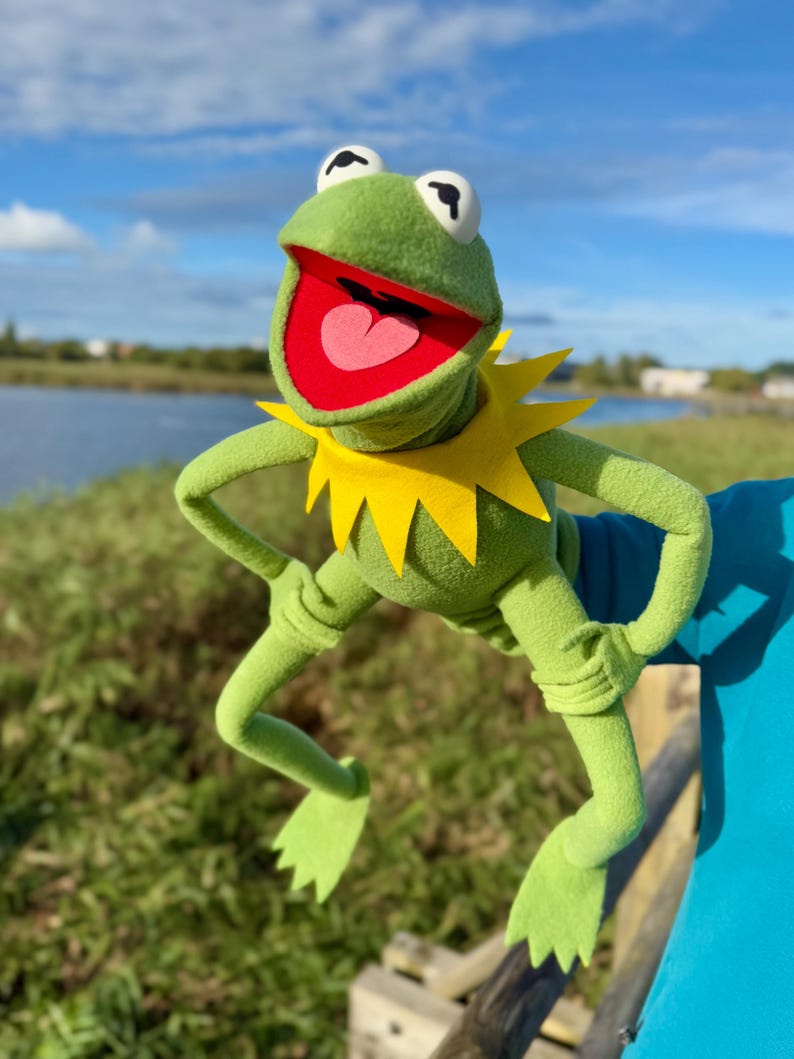Handmade Kermit the Frog Replica Puppet, Fleece Muppet With Arm Rods - Etsy