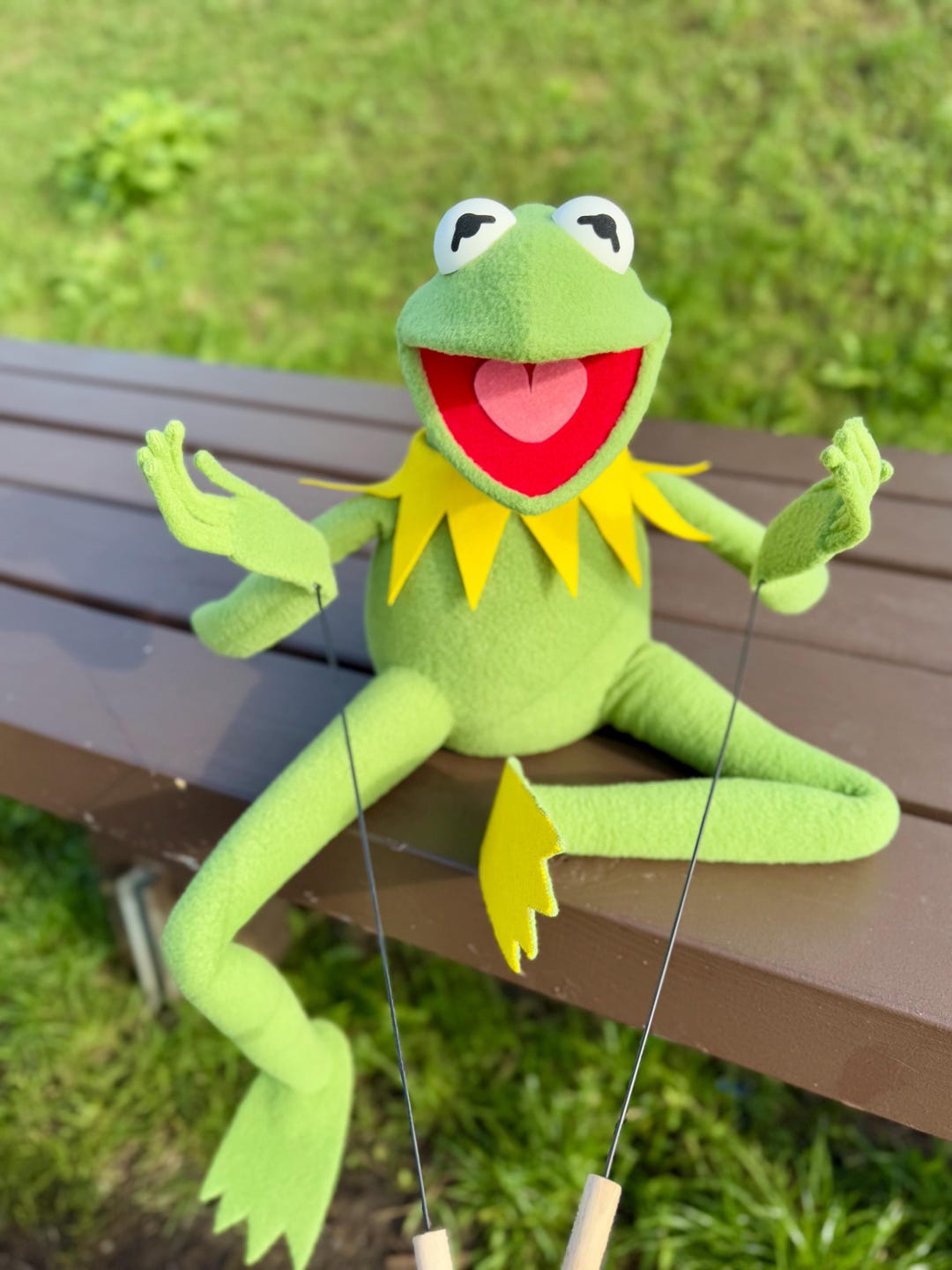 Réplica hecha a mano de la Rana Kermit, muñeco de lana con brazos ...