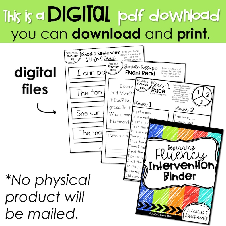 Reading Fluency Reading Activities, Beginning Reading Passages, Early ...