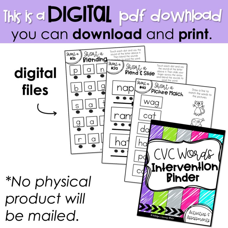 CVC Words Reading Activities, CVC Word Activities for Science of ...