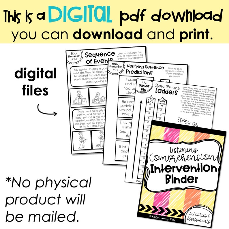 Listening Skills for Comprehension Reading Intervention, Reading ...