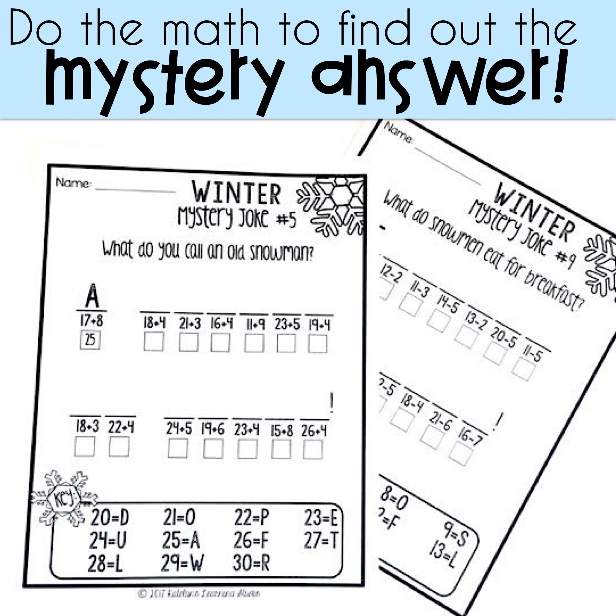 Winter Math Addition and Subtraction Worksheets, Subtraction Addition ...