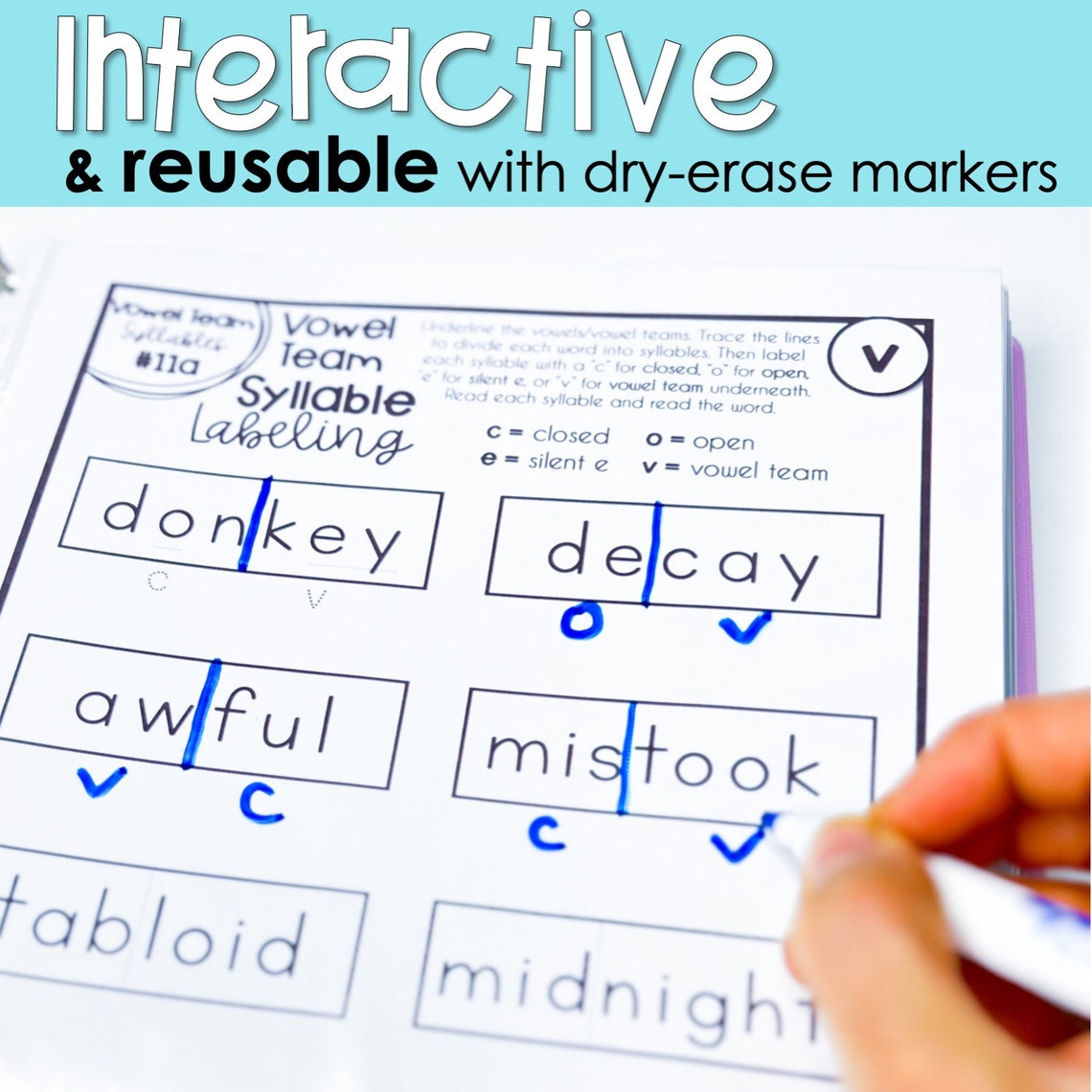 Reading Multisyllabic Words Phonics Learning Binder, Worksheets for ...