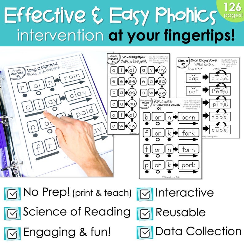 Phonics Games, Phonics Worksheet Binder, Phonics Printables Reading ...