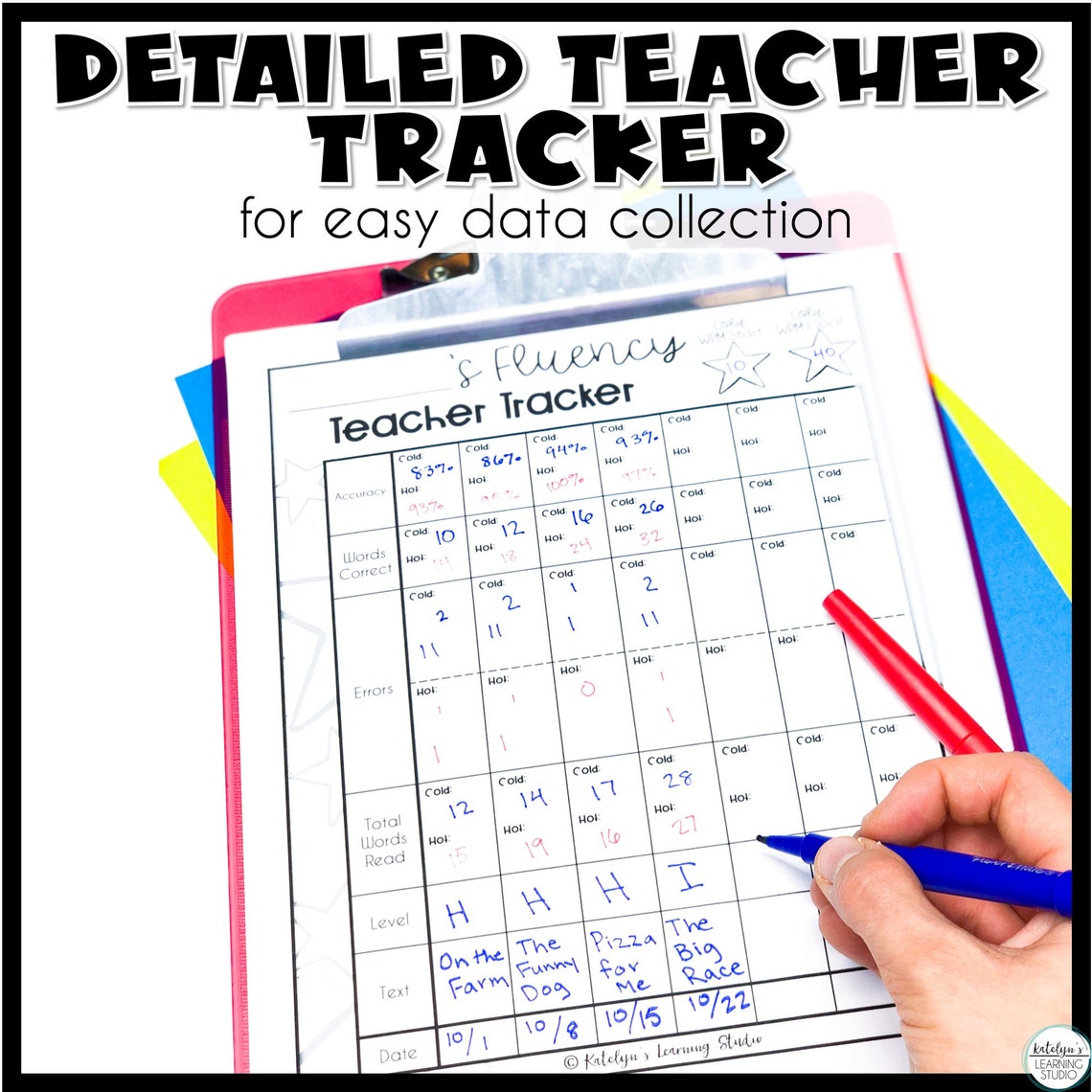 Reading Fluency Data Tracker for Progress Monitoring Reading Assessment ...