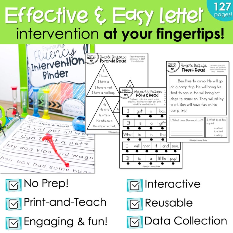 Reading Fluency Reading Activities, Beginning Reading Passages, Early ...