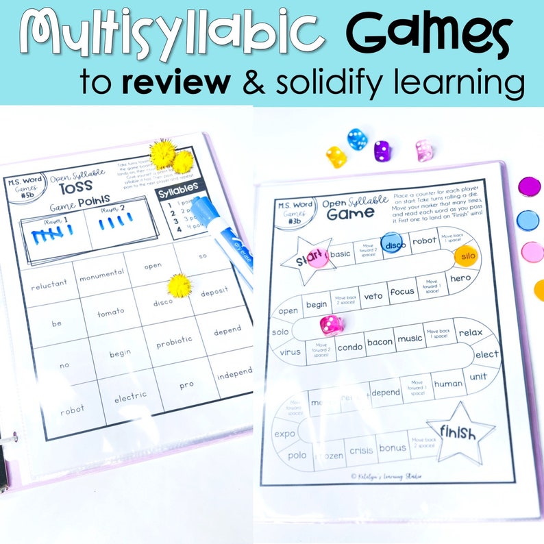 Reading Multisyllabic Words Phonics Learning Binder, Worksheets for ...