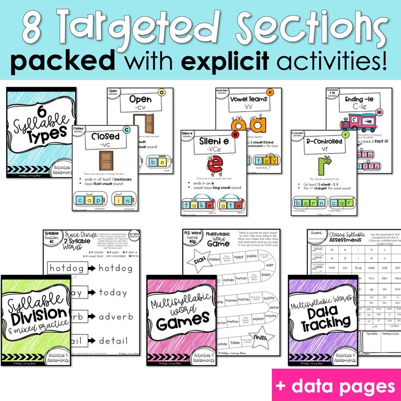 Reading Multisyllabic Words - Phonics Learning Binder, Worksheets for ...