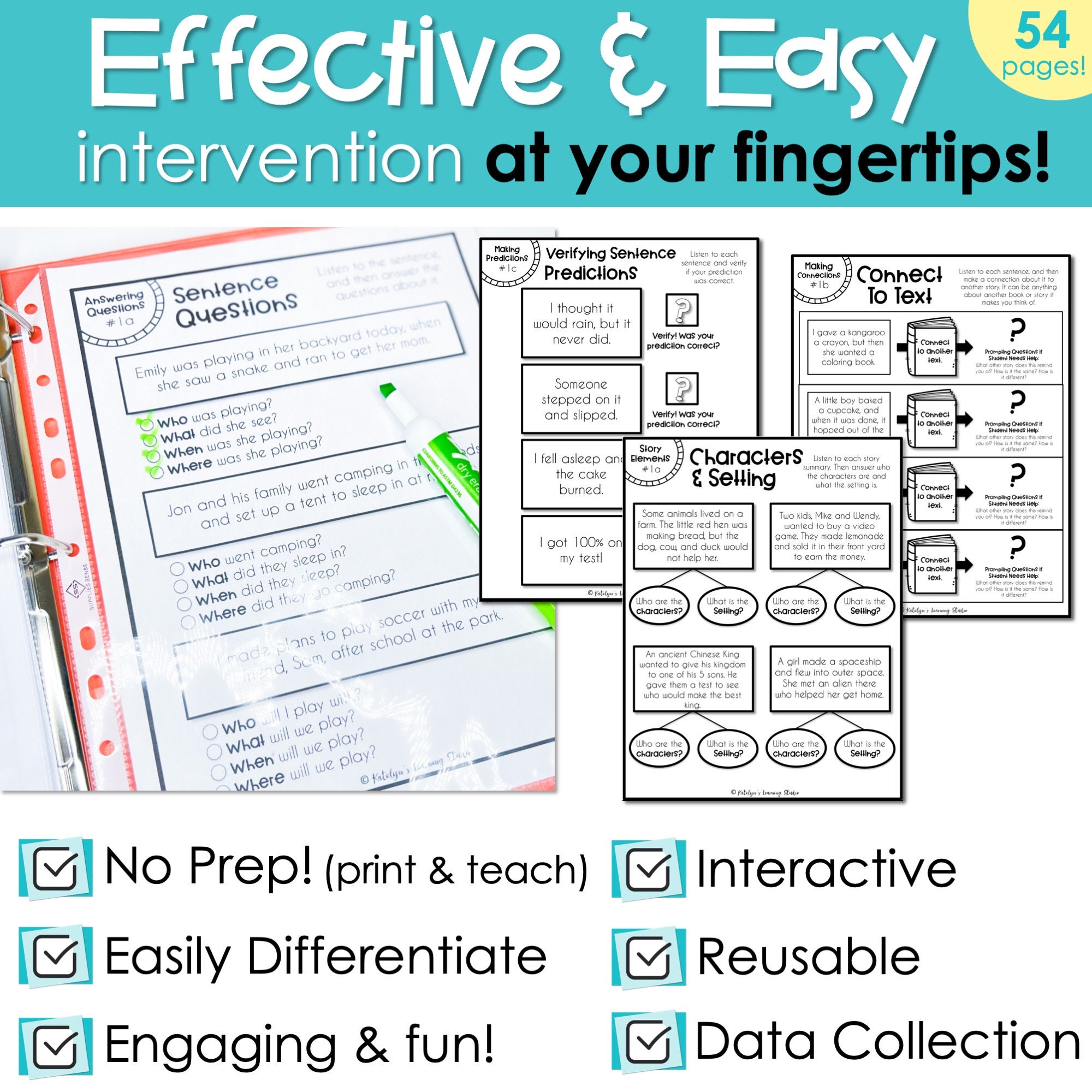 Listening Skills for Comprehension Reading Intervention, Reading ...