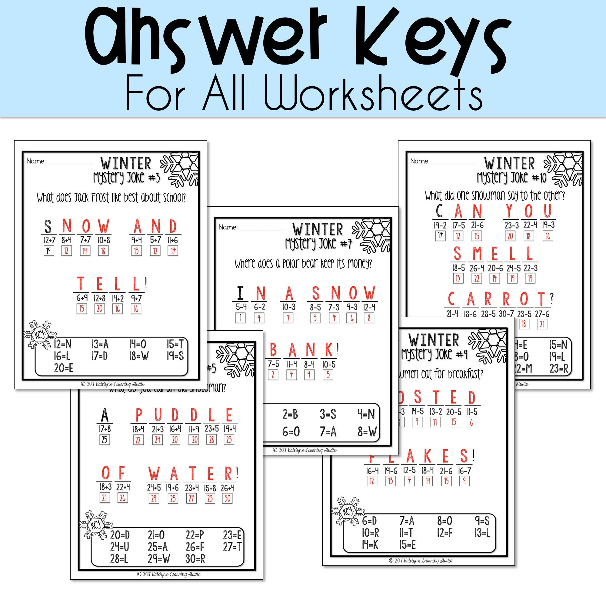 Winter Math Addition and Subtraction Worksheets, Subtraction Addition ...