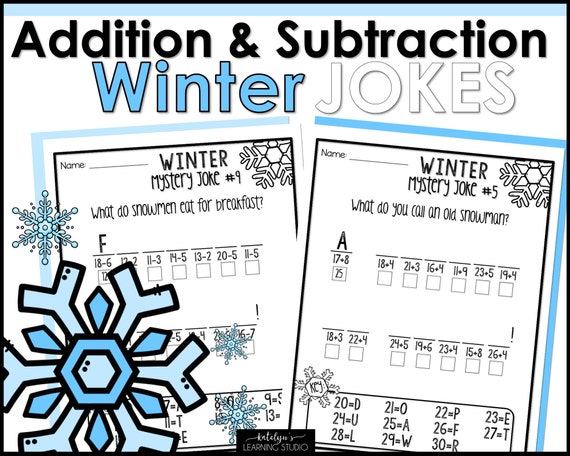 Hojas De Trabajo De Suma De Invierno Para Primer Grado Personaliza