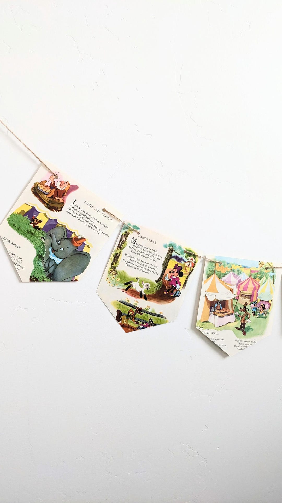 Mother Goose Disney Golden Book Page Garland, Children's Party Banner ...
