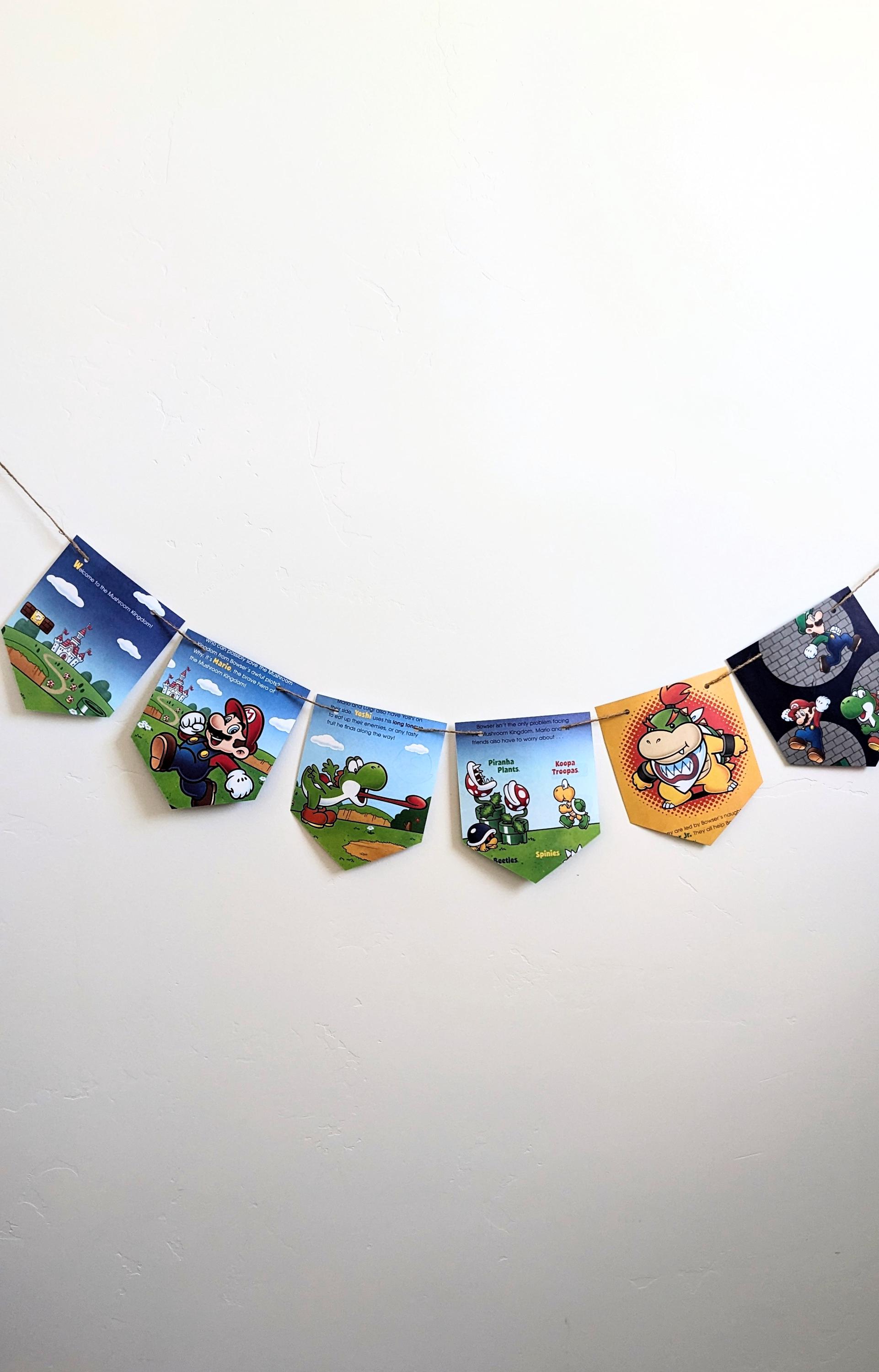Super Mario Golden Book Page Garland, Children's Party Banner, Nursery ...